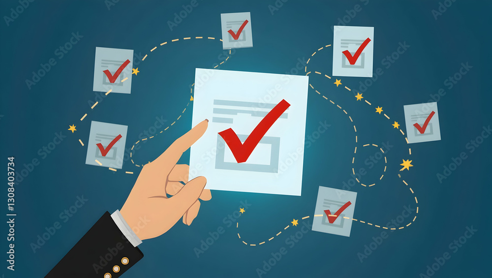 visualizing digital checkmarks task management concept as Businessman ...