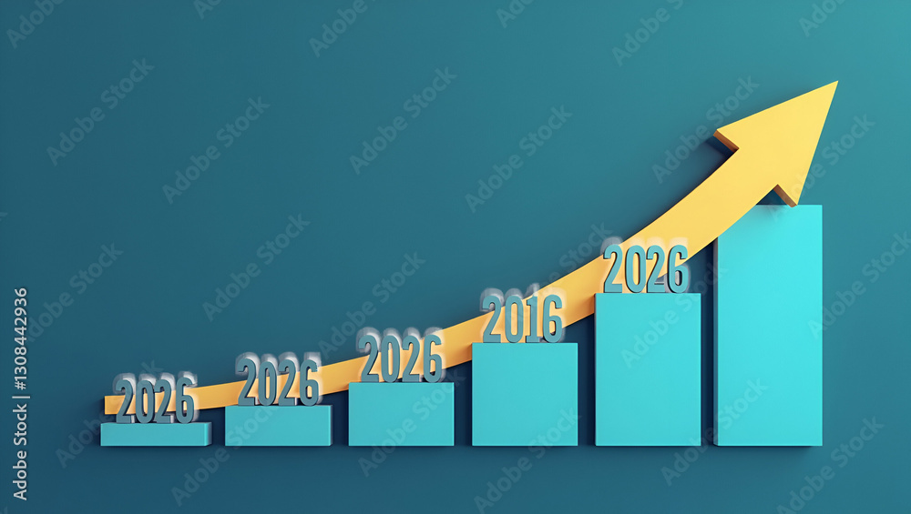 Flat Timeline showing growth from 2026 to 2026 with an upward pointing ...