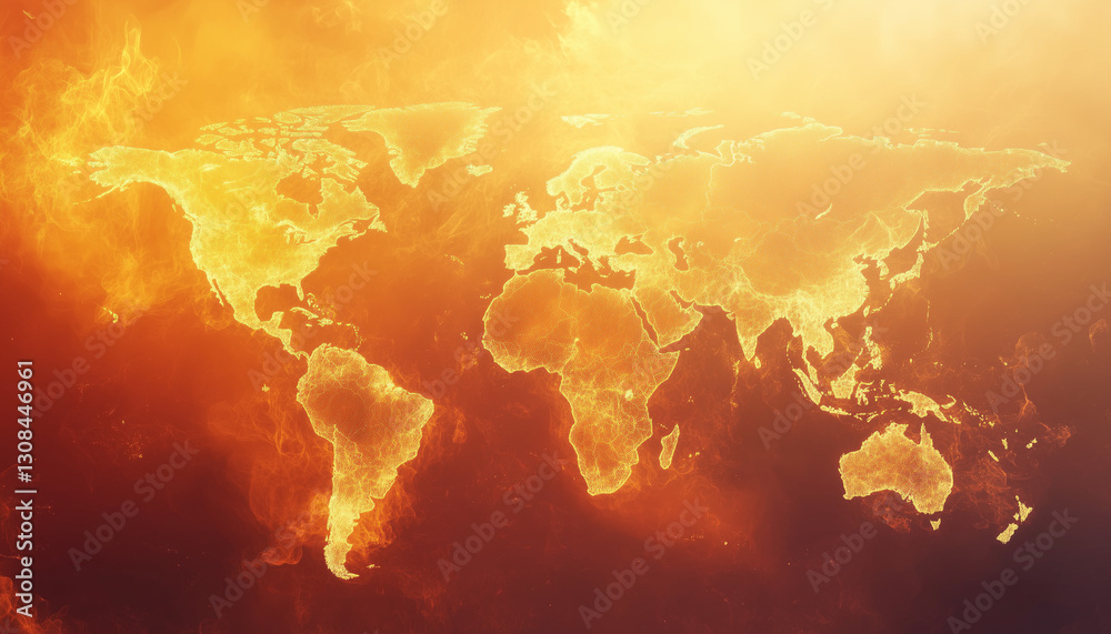 world map - heat map illustrating rising temperatures and climate ...
