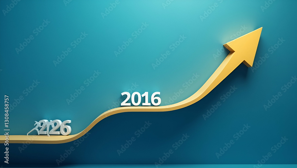 Timeline showing growth from 2026 to 2026 with an upward pointing graph ...