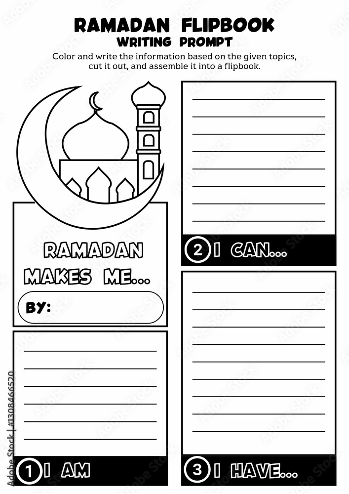 This Ramadan Flipbook Craft includes DIY coloring pages and writing ...
