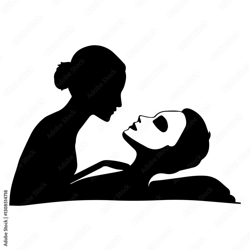 Perfect Spa Poses for Shoulder Massage: Silhouette Technique Standing ...