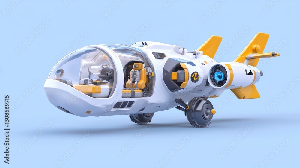 Futuristic Exploration: A whimsical, brightly colored miniature ...