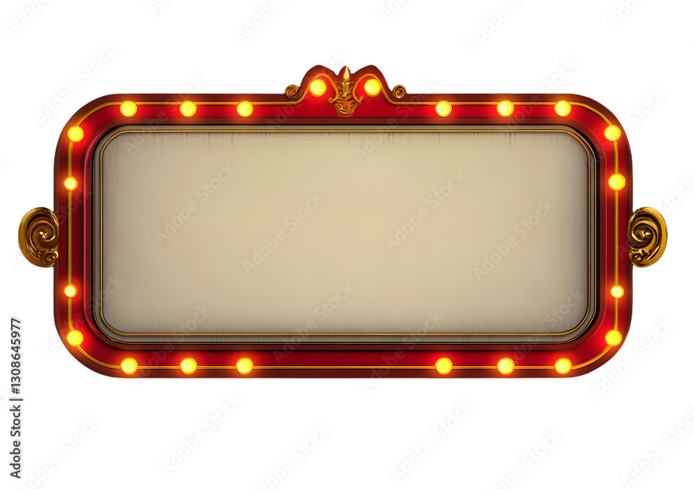 Retro marquee sign with lights, featuring a large blank space for ...