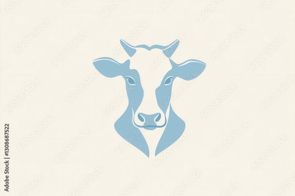 Stylized minimalist cow logo for dairy farm branding featuring soft ...