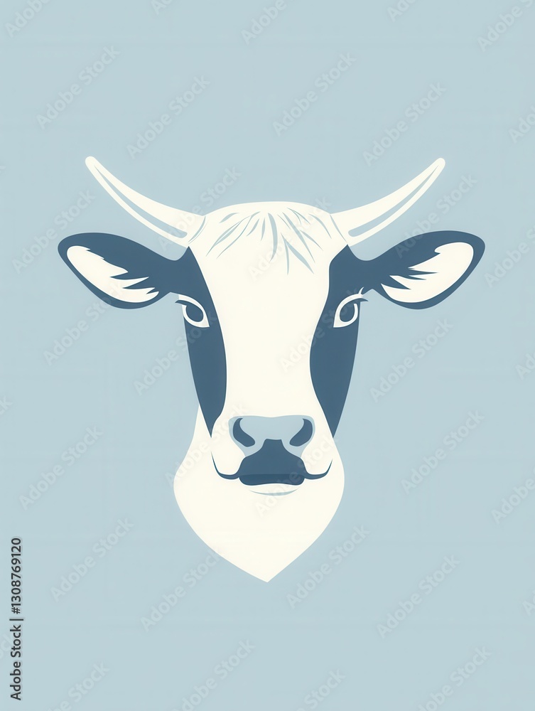 Stylized minimalist cow logo for dairy farm branding featuring a soft ...
