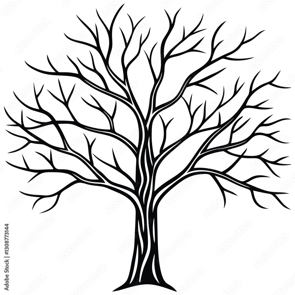 leafless tree printable outline coloring pages line art drawing Stock Vector | Adobe Stock