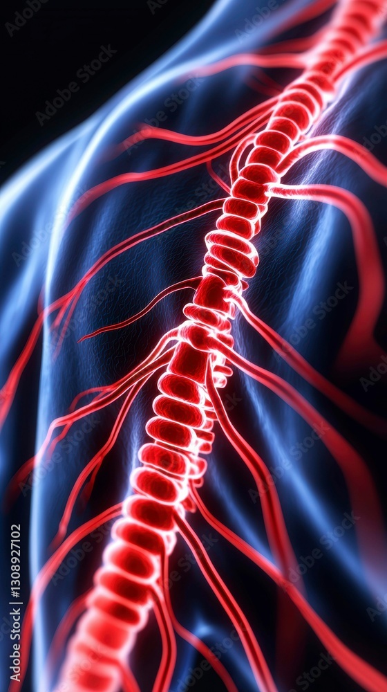 Spinal Cord Nerve System Anatomy Structure Medical Illustration ...