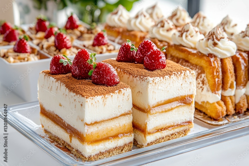 A display of traditional Hispanic desserts like flan, churros, and tres ...
