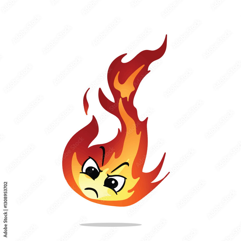 angry fire mascot illustration for design. cute and playful concept ...