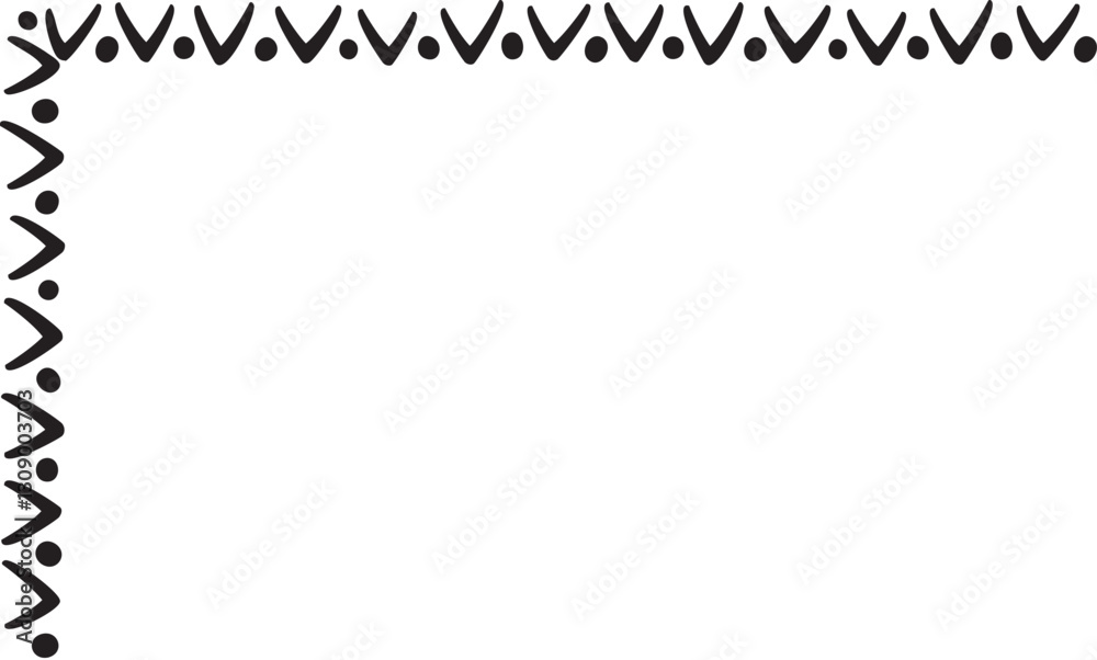L-shaped border with Vs and circles. Vector illustration made with ...