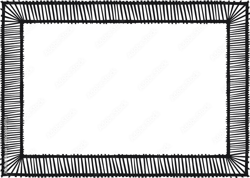 Rectangular border with many lines crossing over two lines. Vector ...