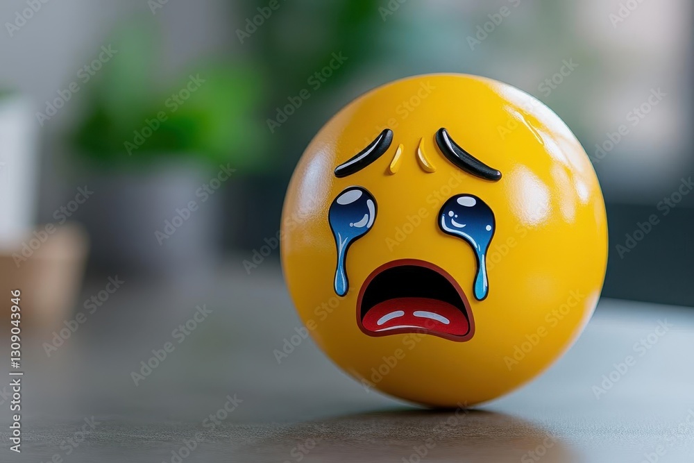 sad crying emoji, crying emoji with tears streaming down its face Stock ...