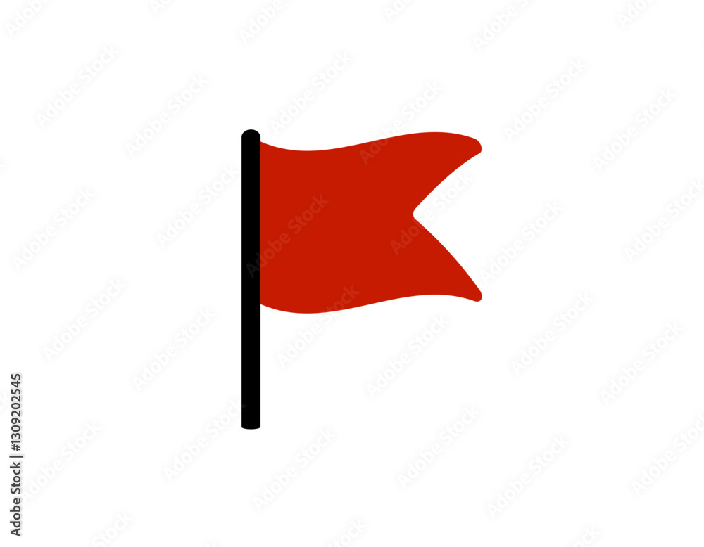 Simple red flag icon symbolizes an alert or warning signal on a clear ...
