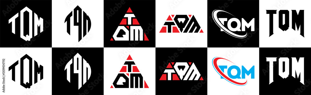 TQM letter logo design in six style. TQM polygon, circle, triangle ...