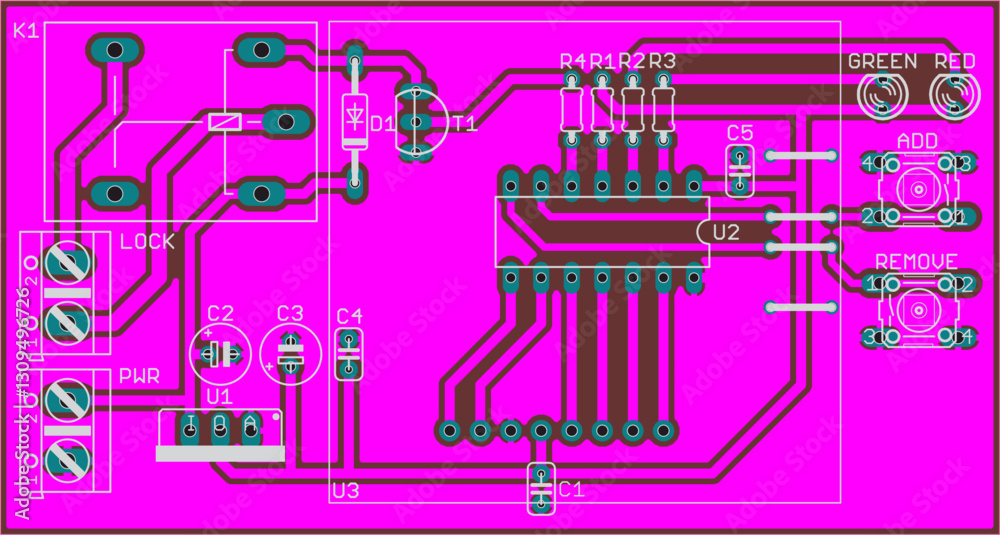 Vector printed circuit board of electronic device with components of ...