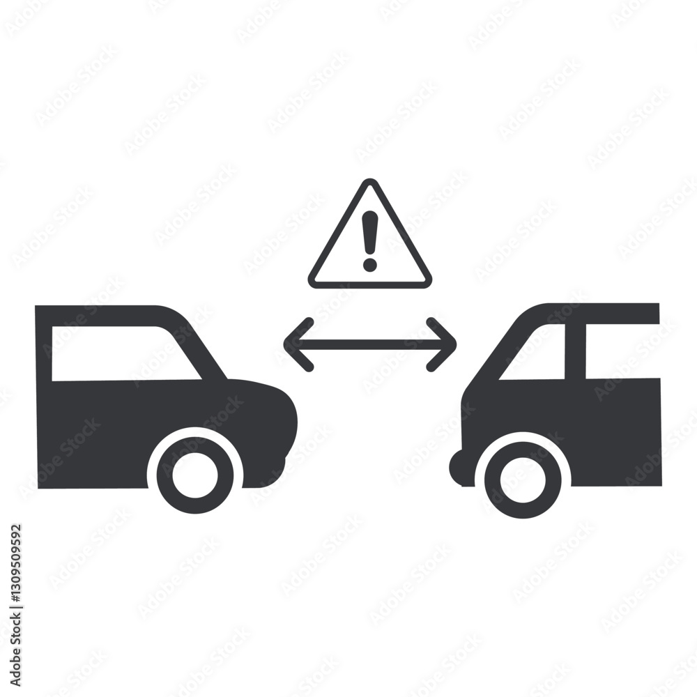 Isolated pictogram of safe distance between cars with an arrow ...