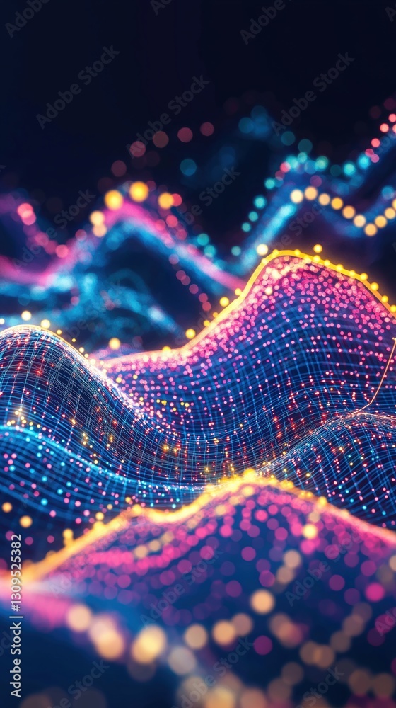 Futuristic data visualization of AI adoption trends featuring glowing ...