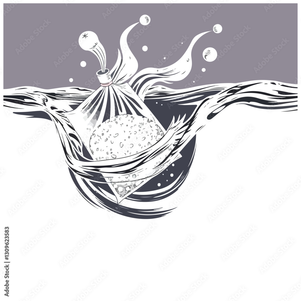 Sachet powder concept set. Instruction how to dissolve effervescent ...