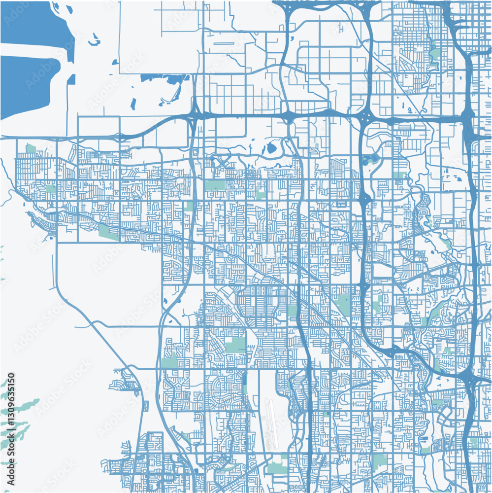 Map of West Valley City in Utah in a professional blue style. Contains ...