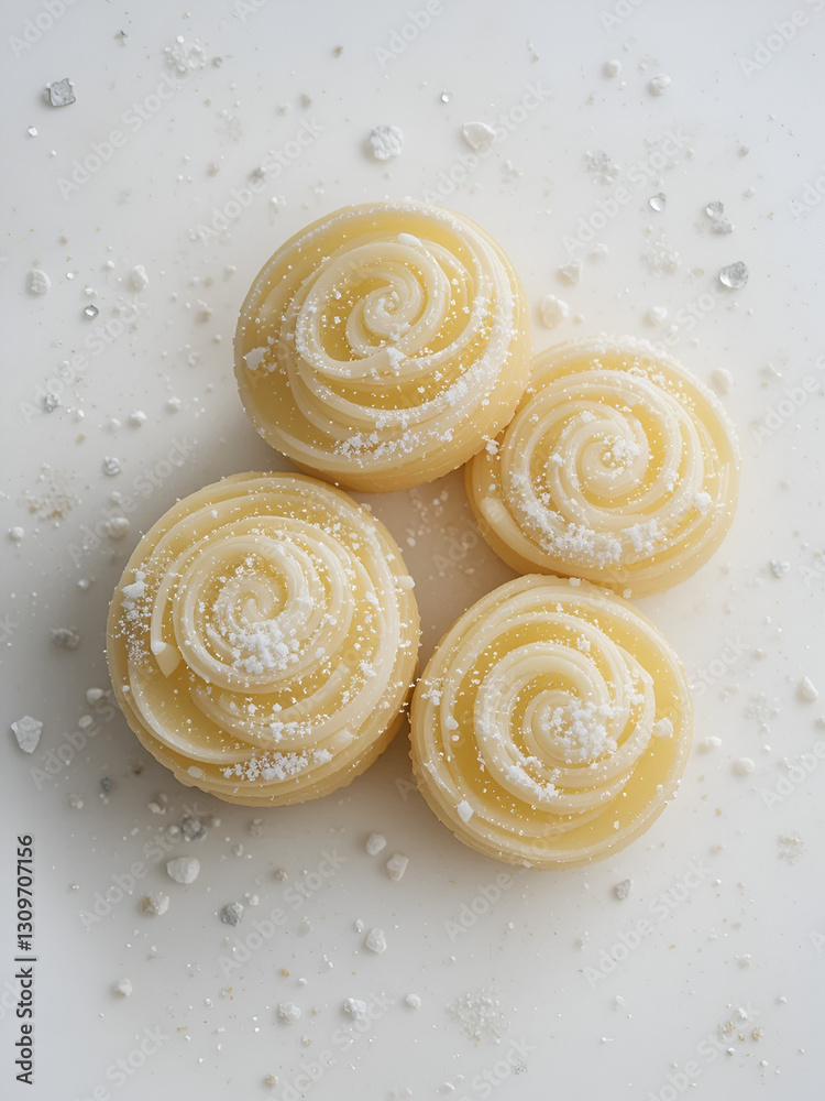 Pineapple roll tart cookies known as Tat Nenas isolated on white ...