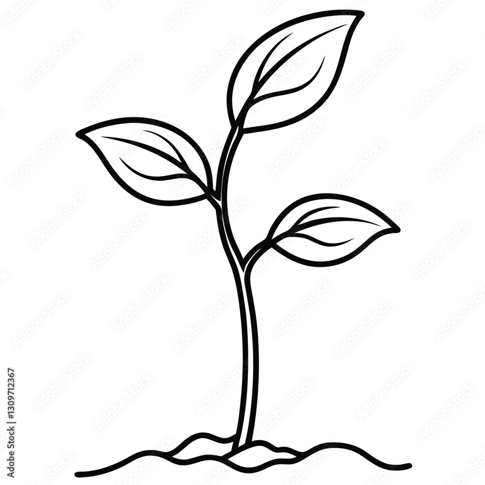 Seedling sprout printable outline coloring pages line art drawing Stock ...