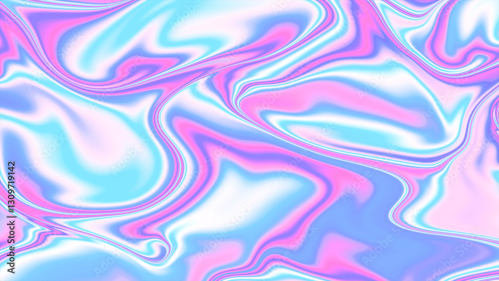 3D waving cloth texture. Liquid holographic background. Smooth silk cloth surface with ripples ...