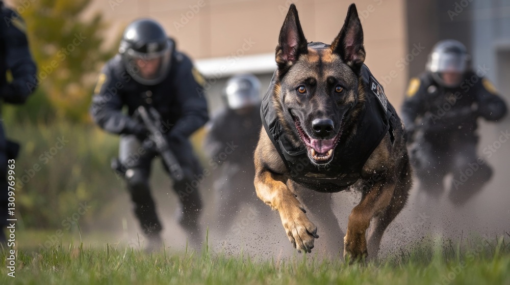 Police K9 in Action: A Powerful Display of Duty Stock Photo | Adobe Stock