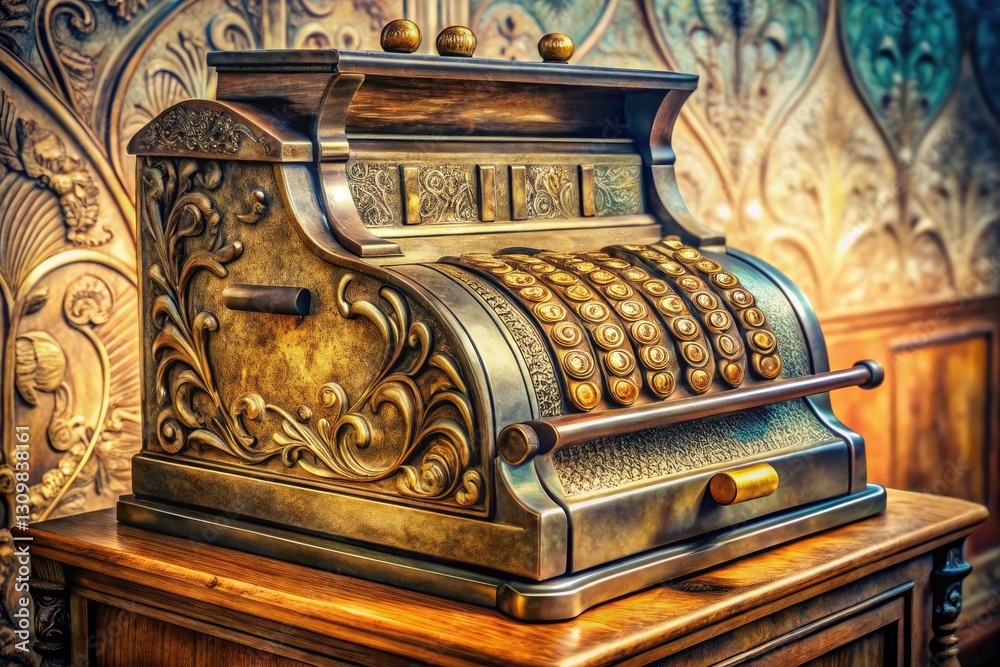 Vintage Cash Register Pencil Drawing, Detailed Illustration, Antique ...