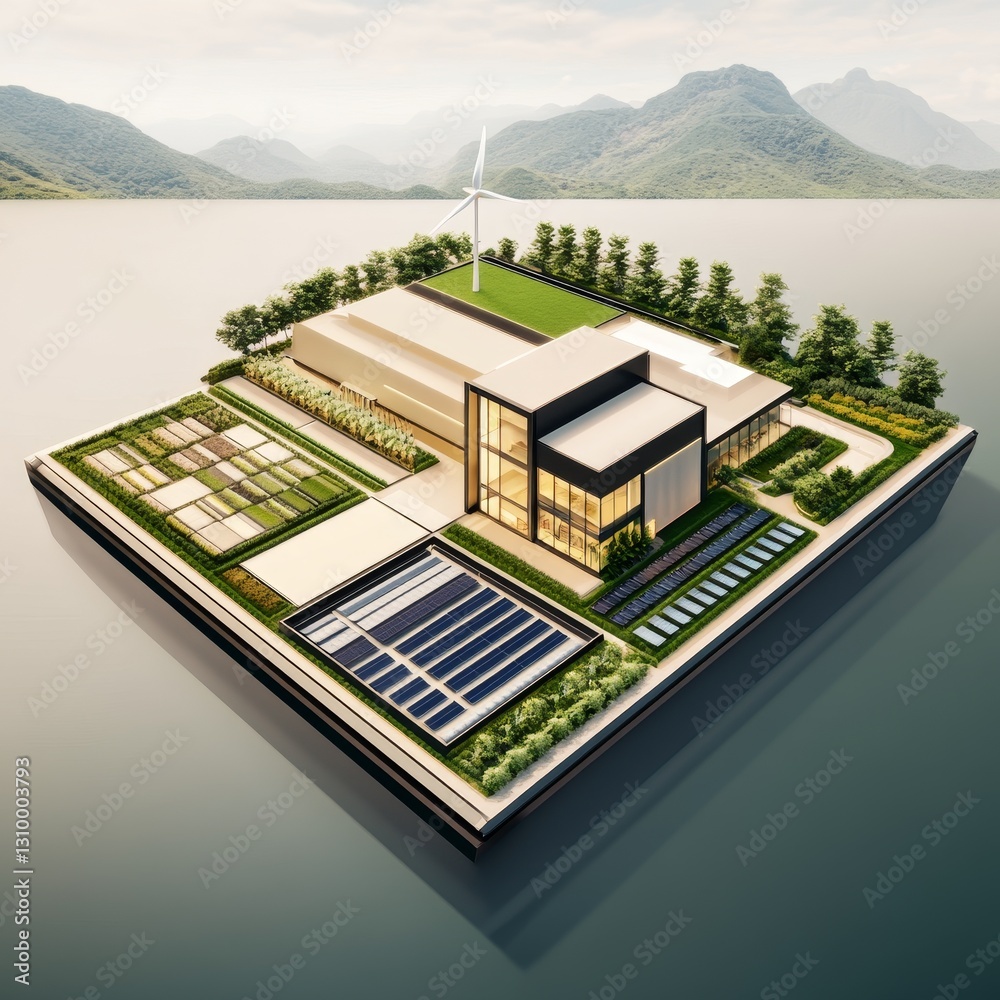 Sustainable Modern Architecture: Green Energy Building with Wind ...