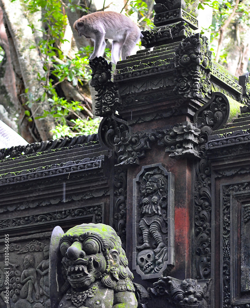 Bali, Indonesia - January 13, 2025: Statue at Ubud Monkey Forest - a ...