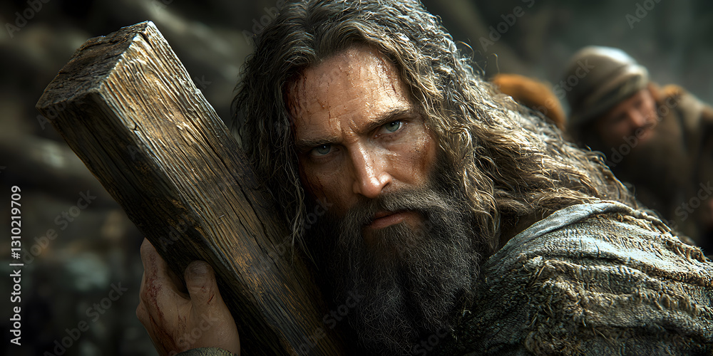 Easter, Jesus Christ carrying a wooden cross, biblical story, religious ...