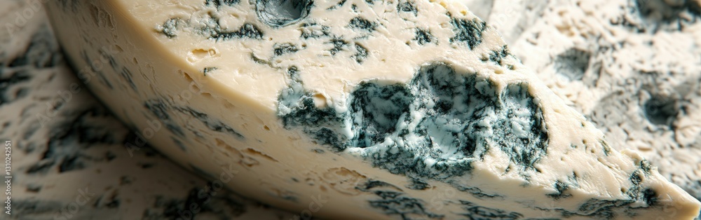 ภาพถ่าย Stock Rich blue cheese showcasing its unique veining and creamy ...