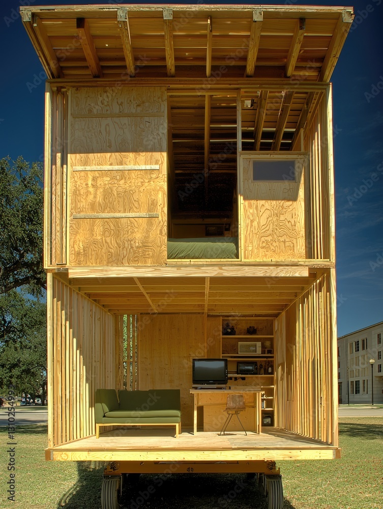 Student prefab housing outside. College students can study and relax in ...