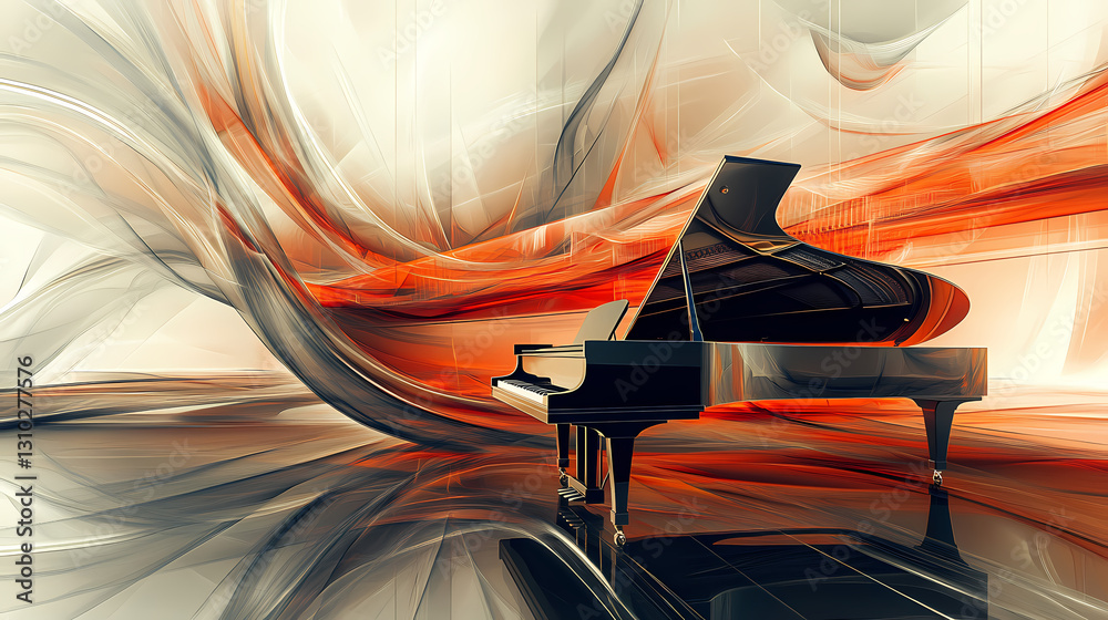 Wallpaper with a piano, representing an artistic and poetic motif that ...