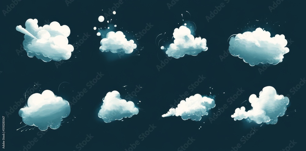 Ilustración de Stock Explosion animation of cartoon smoke and dust in a ...