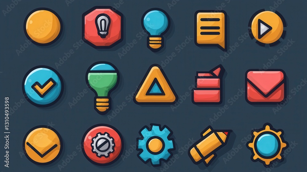 Outline Icons Representing Action Plan and Strategy for Business ...