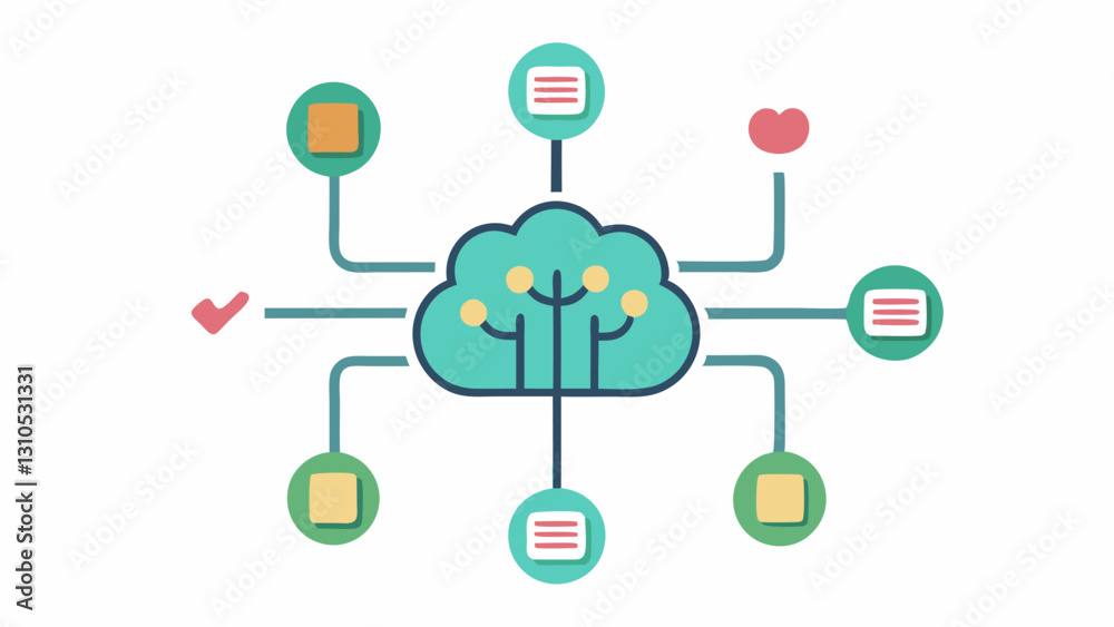 Machine Learning Algorithms A brainshaped icon connected to various ...
