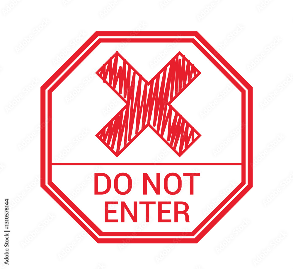 Do not enter signs icon clipart. Red do not enter text with octagon ...