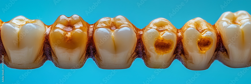 World Oral Health Day Close-up of Stained Teeth Model Showing Decay and ...