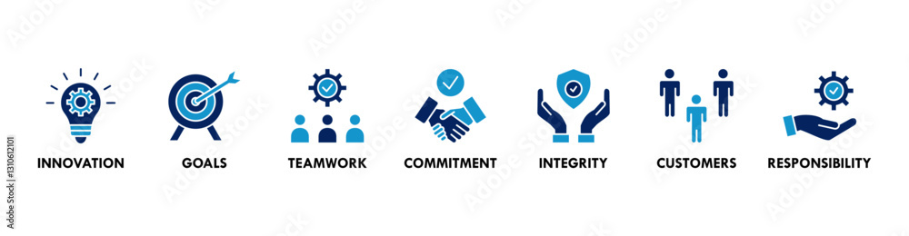 Core values banner web icon vector illustration concept with icon of ...