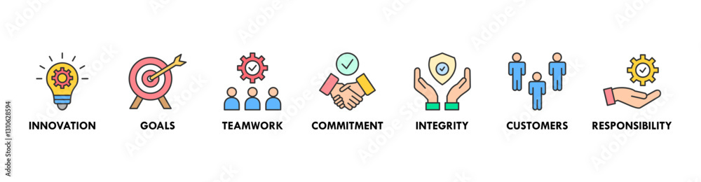 Core values banner web icon vector illustration concept with icon of ...