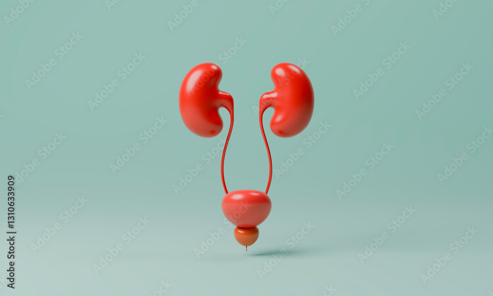 Ilustración de Stock Anatomy and structure of the male urinary system. Kidneys, bladder and ...