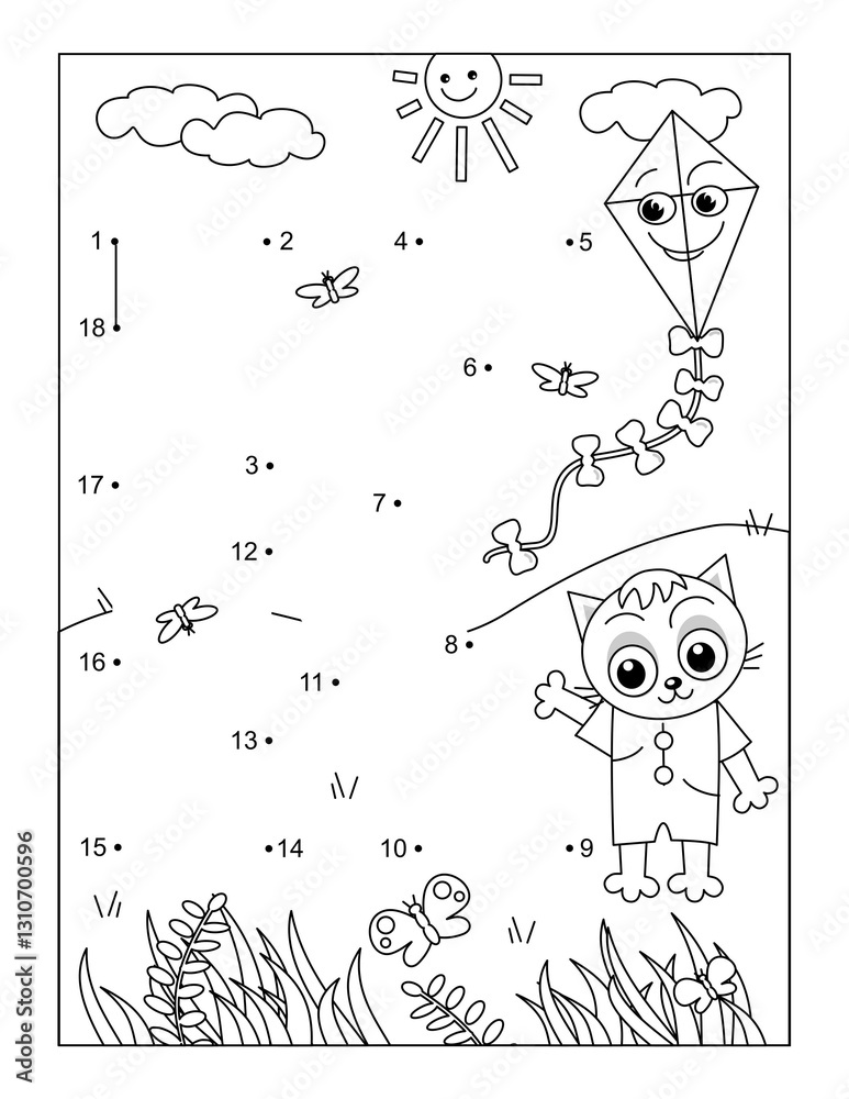 Letter K dot-to-dot activity sheet and coloring page. K is for kite. K ...