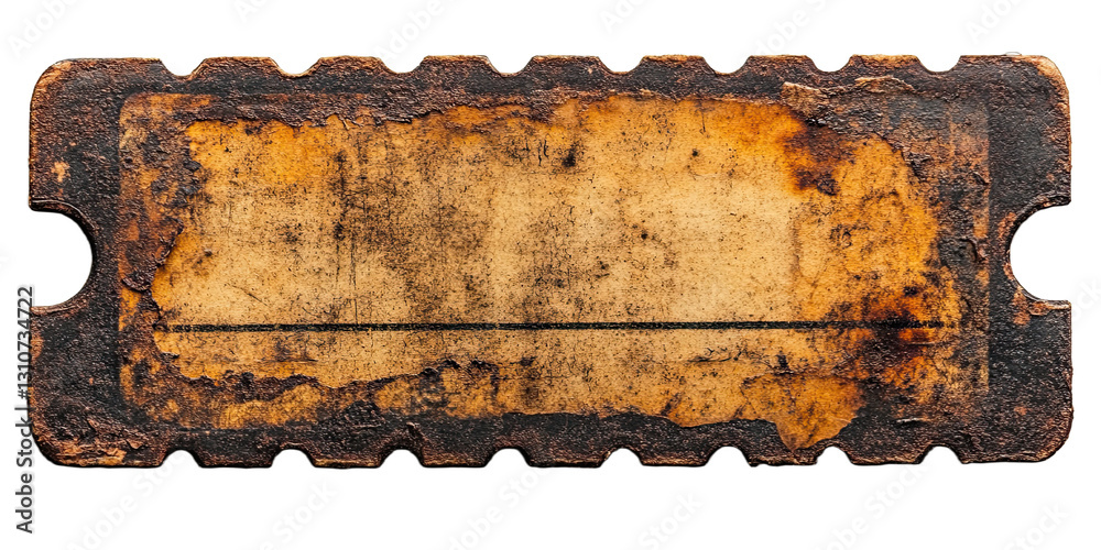 Vintage grunge-edge paper ticket isolated on transparent background ...