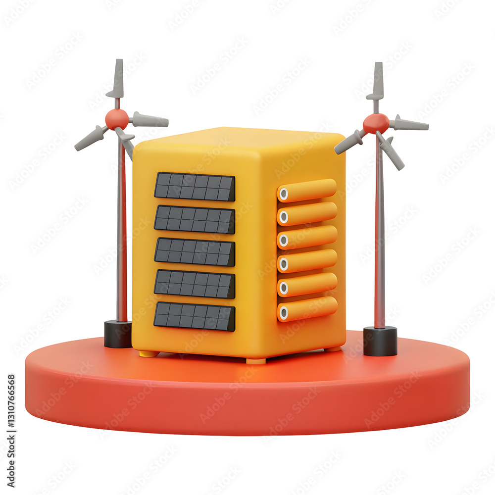 sustainable data centers concept Colorful model of a renewable energy ...