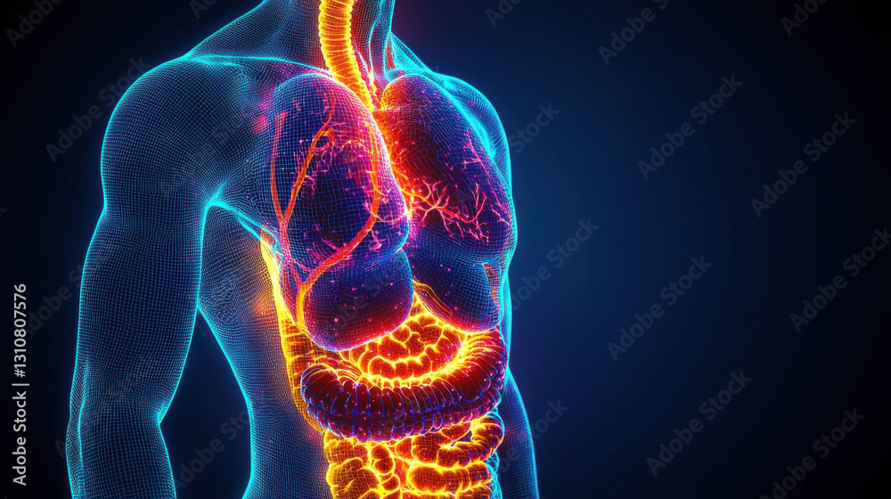 detailed illustration of human digestive system highlighting organs and ...