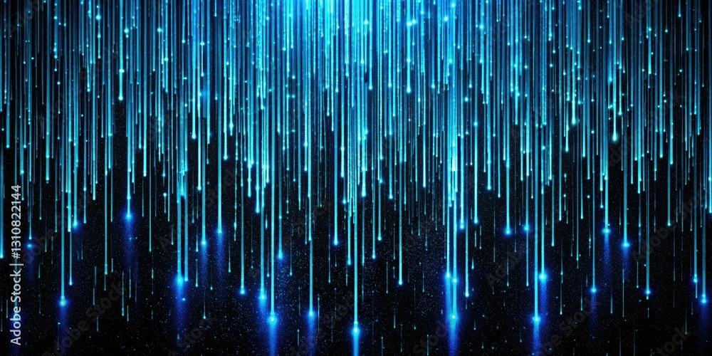 Digital Rain Matrix Code, Blue Lines, Long Exposure, Abstract Background, Cyberpunk, Sci-Fi ...