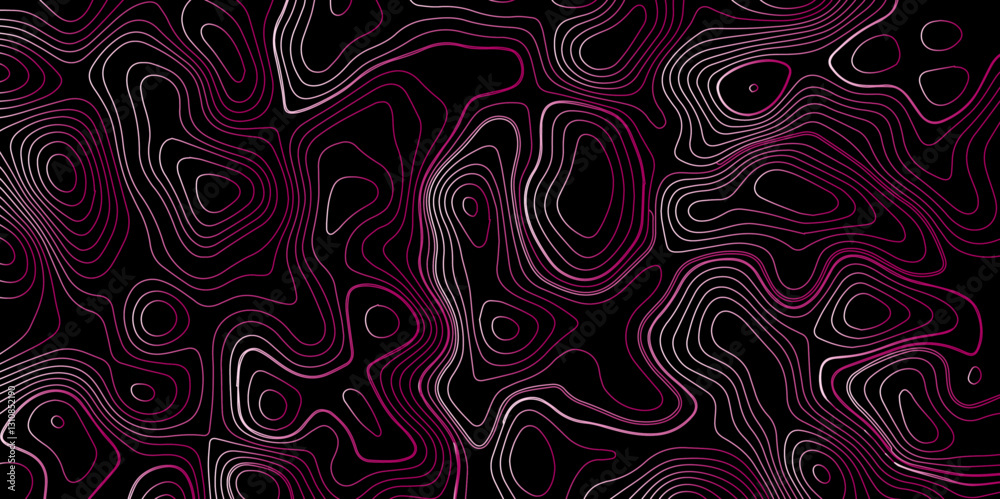 Abstract outline topographic contour map background. Dark texture ...