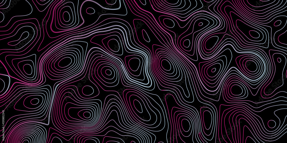 Abstract outline topographic contour map background. Dark texture ...